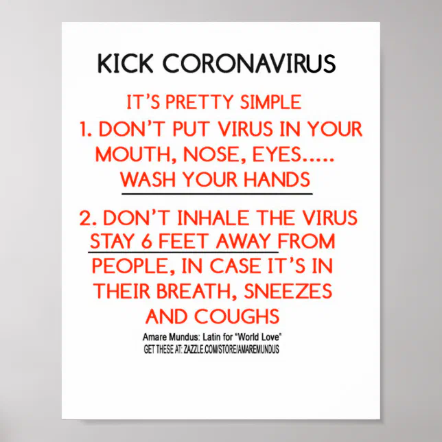 Coronavirus poster reminder flyer sign | Zazzle