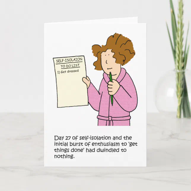 Coronavirus Self-isolation Keeping Busy Cartoon Card | Zazzle