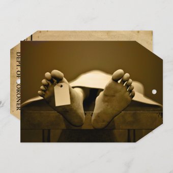 Coroner Toe Tag Halloween Party Invitation | Zazzle