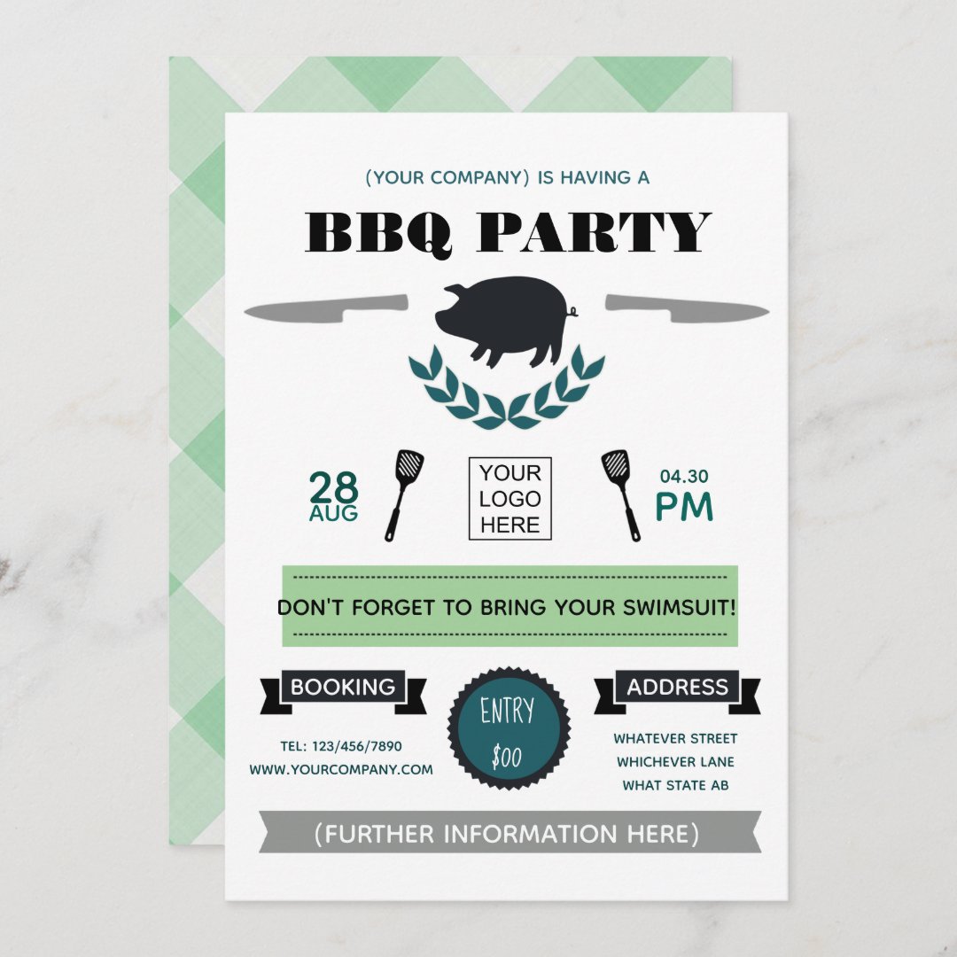 Corporate Barbecue add logo Invitation | Zazzle