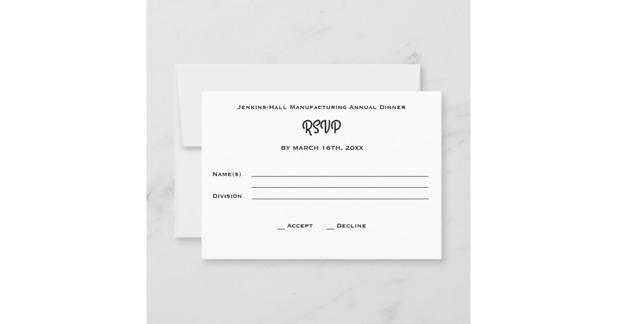 Corporate Business Company Dinner Event RSVP | Zazzle