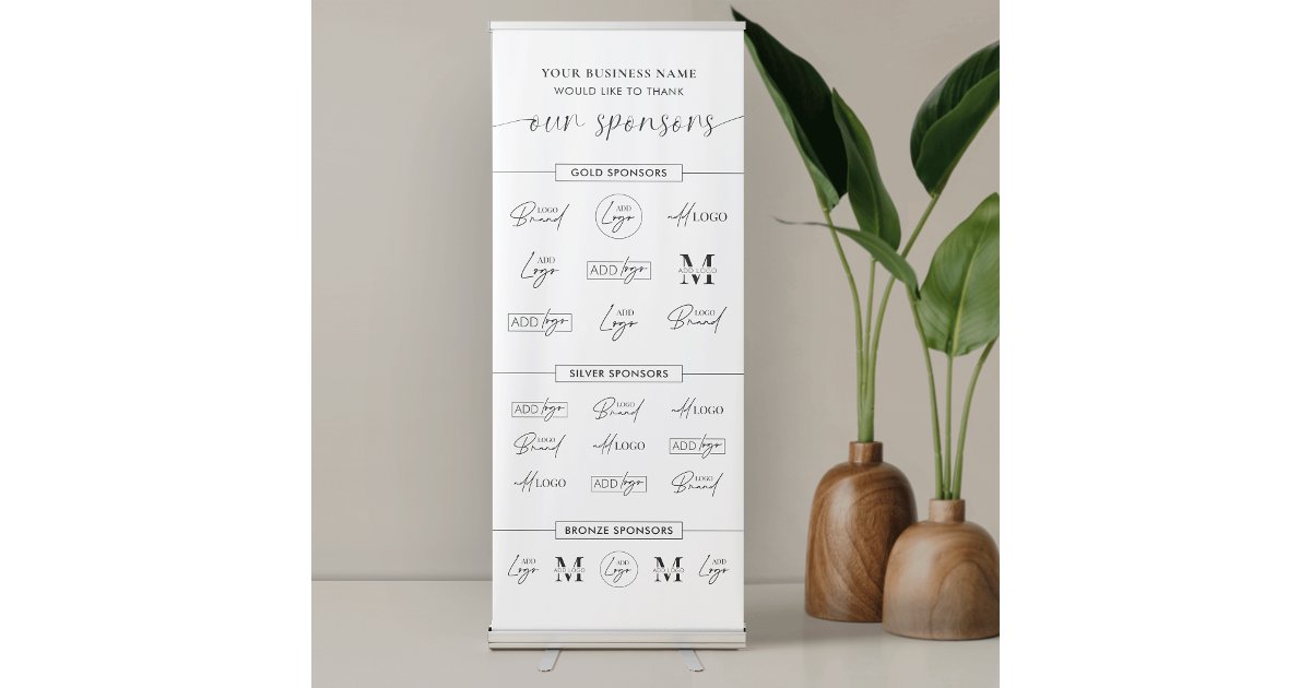Corporate Business Event Sponsor Logos Backdrop Retractable Banner | Zazzle