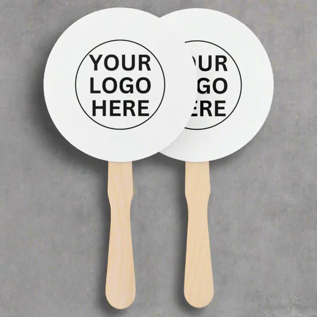 Corporate Business Logo l Black & White Branded Hand Fan | Zazzle