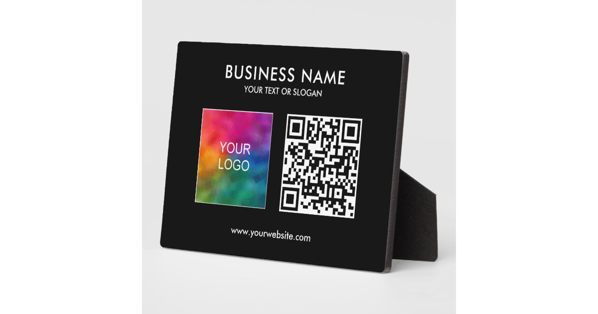 Corporate Business Logo QR Code Template Black Plaque | Zazzle