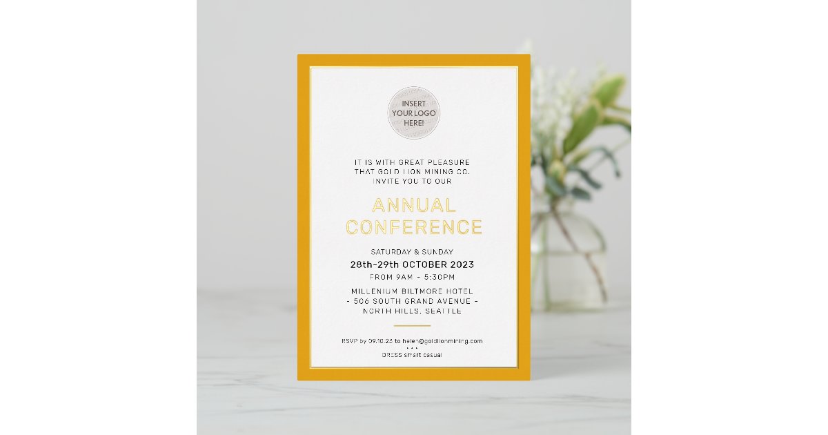 CORPORATE BUSINESS modern event simple mustard Foil Invitation | Zazzle