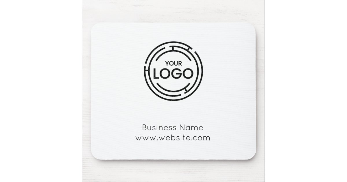 Corporate Business Name with Logo White Mouse Pad | Zazzle