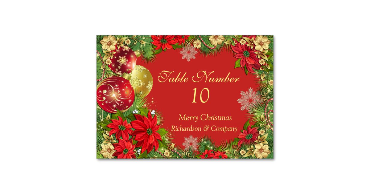 Corporate Christmas Party Table Number Card | Zazzle