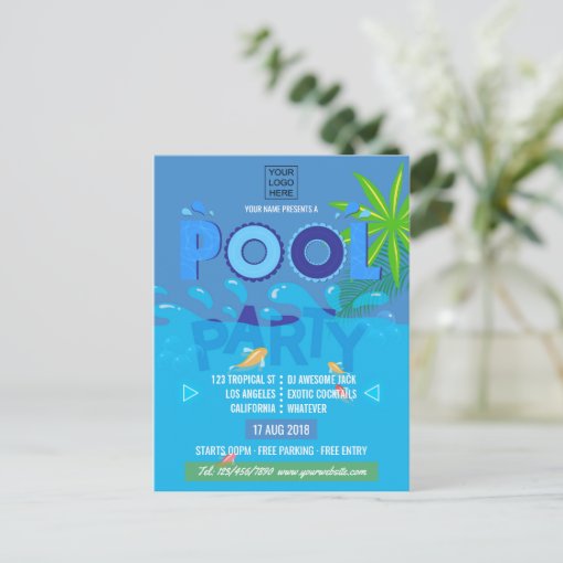 Corporate/Club Summer Pool Party Postcard | Zazzle