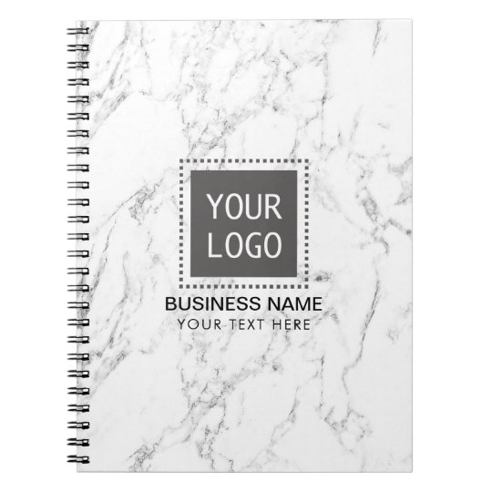 Corporate Custom Logo Elegant White Marble Notebook | Zazzle.com