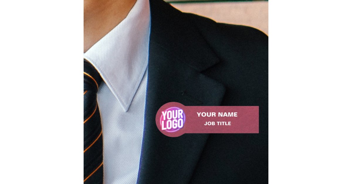 Corporate Elegance: Maroon Magnetic Pin Name Tag | Zazzle