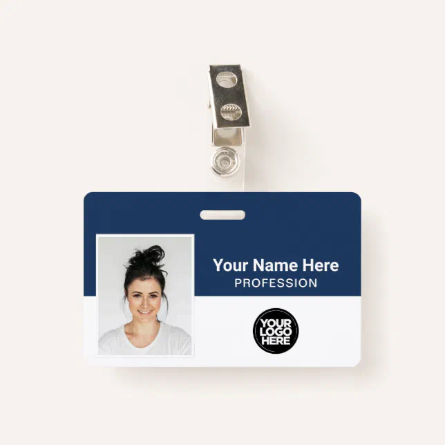Corporate Employee, Name, Logo, Photo ID Badge | Zazzle