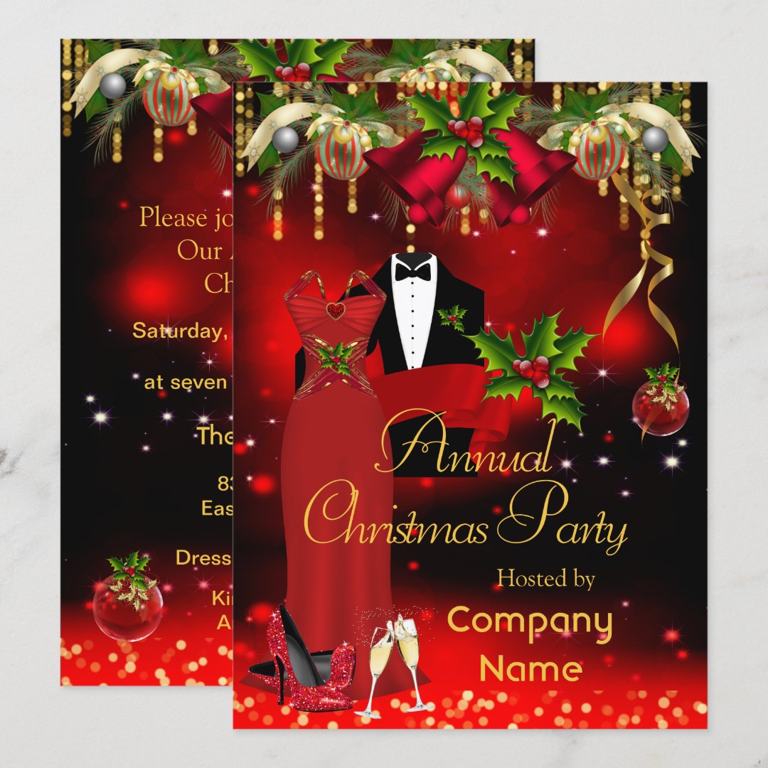 Corporate Formal Christmas Holiday Party Red Invitation | Zazzle
