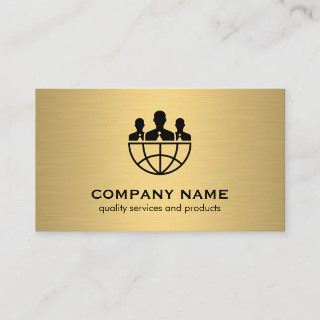 Corporate / Gold Metallic / Global Icon Business Card | Zazzle