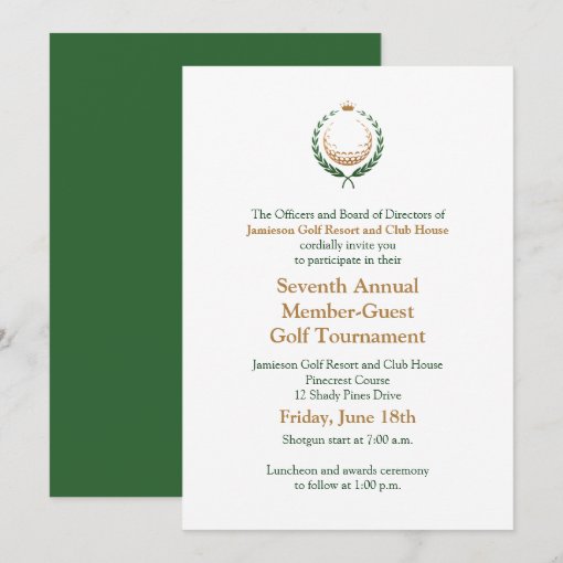 Corporate Golf Tournament Invitation | Zazzle