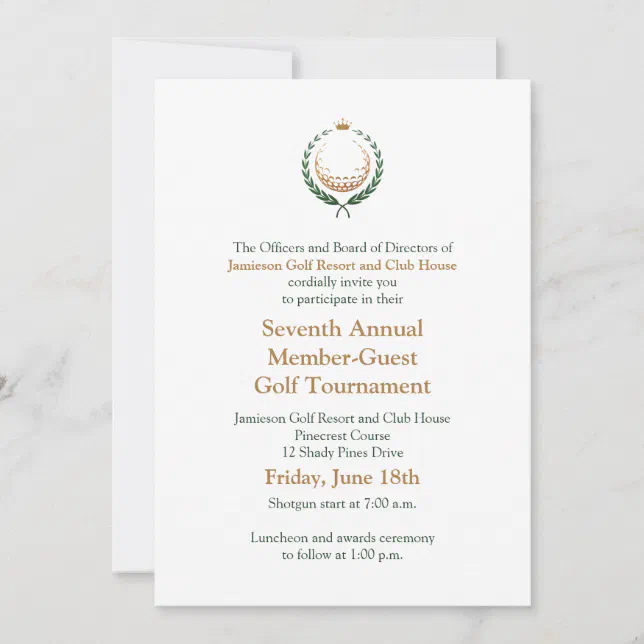Corporate Golf Tournament Invitation | Zazzle