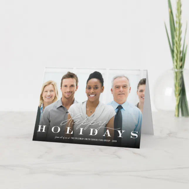 Corporate Happy Holidays Your Business Logo Photo Holiday Card | Zazzle