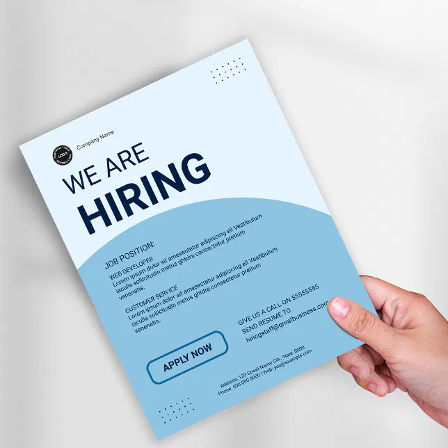 Corporate Hiring Job Vacancy Custom BUSINESS logo Flyer | Zazzle