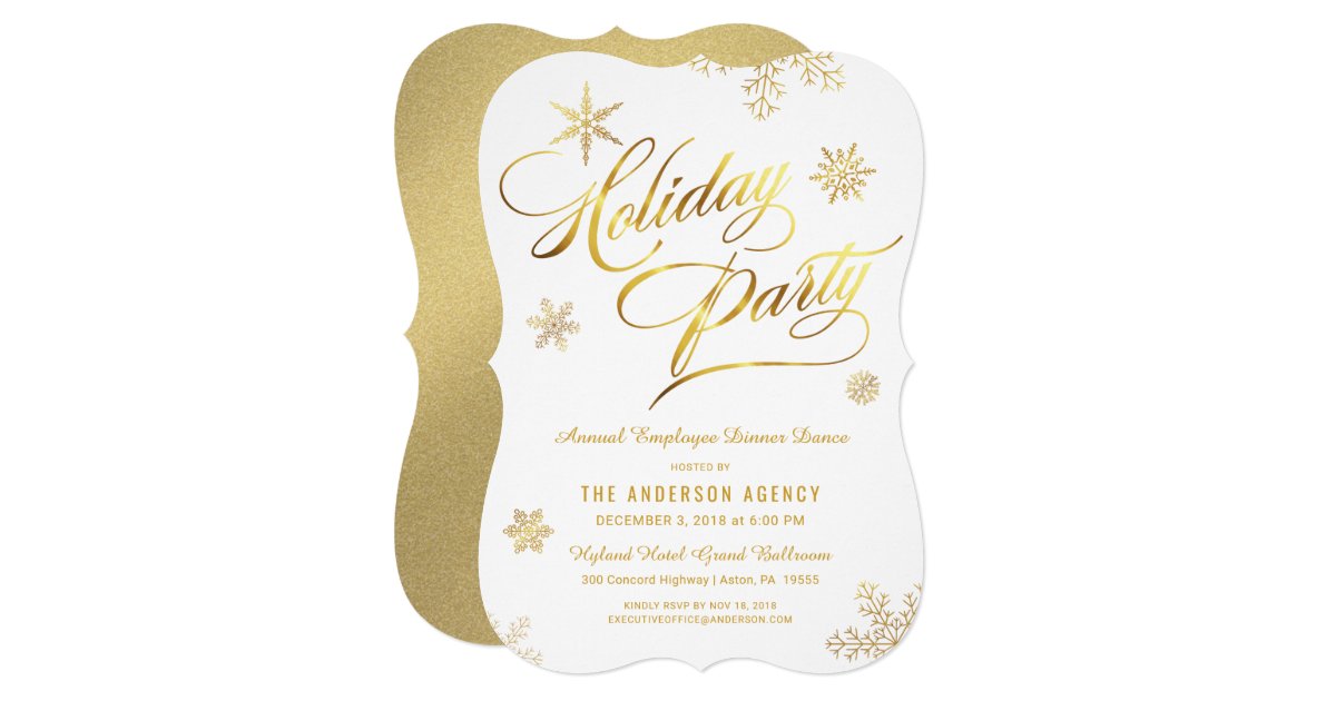 Corporate Holiday Party Elegant Gold Script Invitation | Zazzle.com