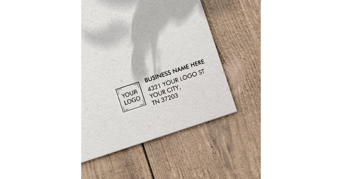 CORPORATE LOGO AND ADDRESS BUSINESS RUBBER STAMP | Zazzle
