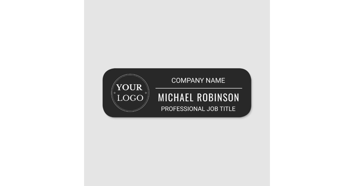 Corporate Logo Branded Professional Employee Name Tag | Zazzle