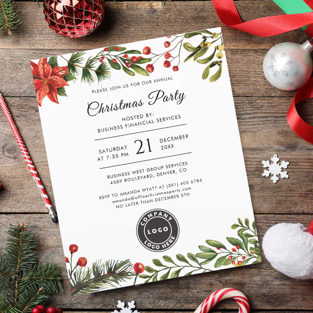 Corporate Logo Christmas Holidays Party Invitation | Zazzle