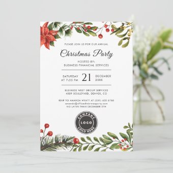 Corporate Logo Christmas Holidays Party Invitation | Zazzle