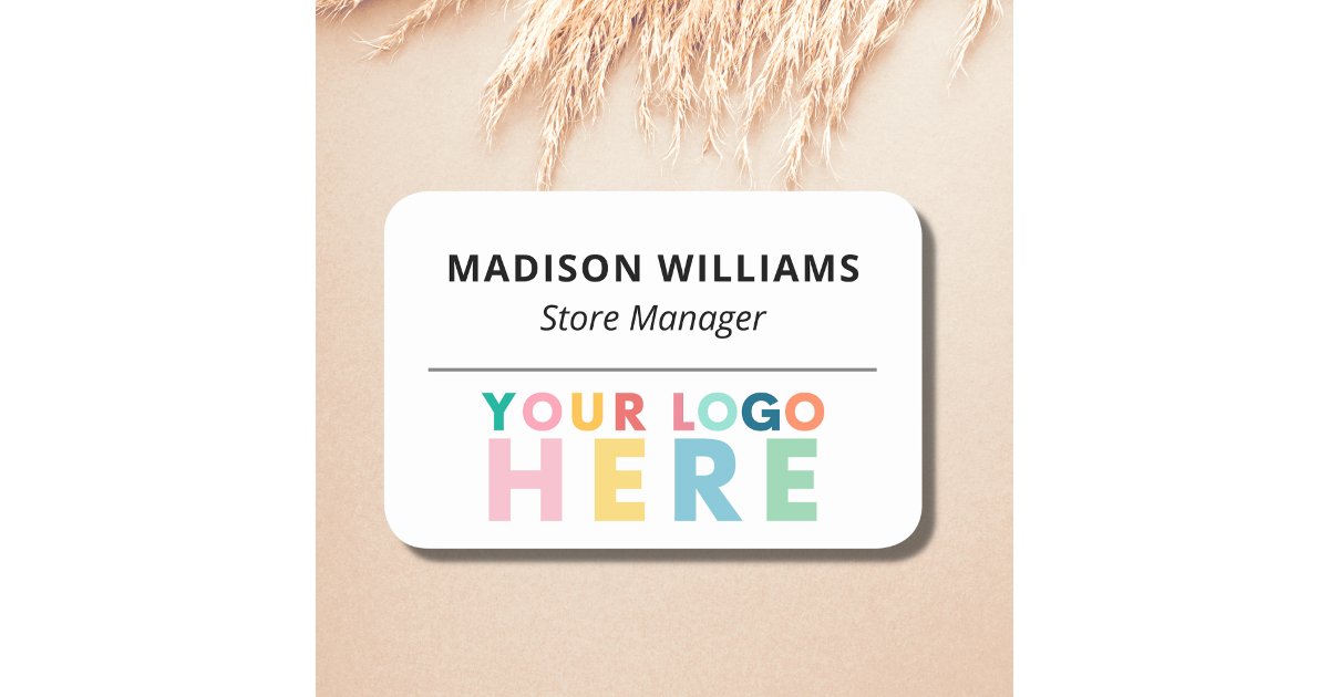 Corporate Logo Custom Employee Professional Name Tag | Zazzle