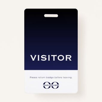 Corporate Logo Navy Blue Visitor Badge | Zazzle
