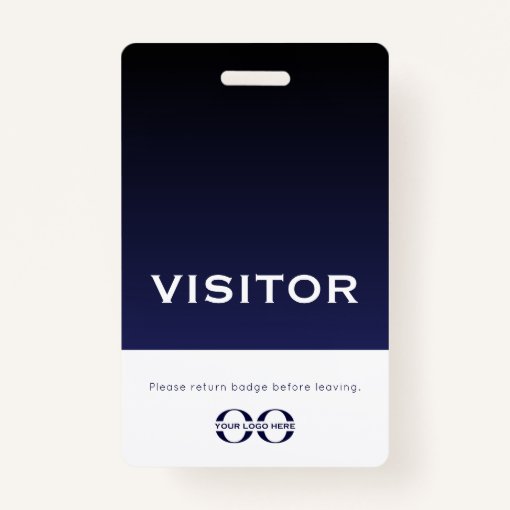 Corporate Logo Navy Blue Visitor Badge | Zazzle