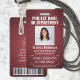 Corporate Logo Photo ID Barcode Brushed Burgundy Badge | Zazzle