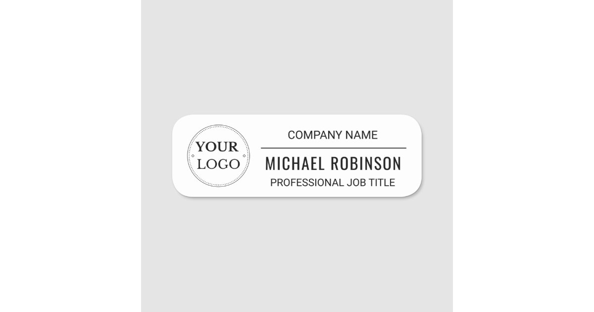 Corporate Logo Professional Employee Name Tag | Zazzle