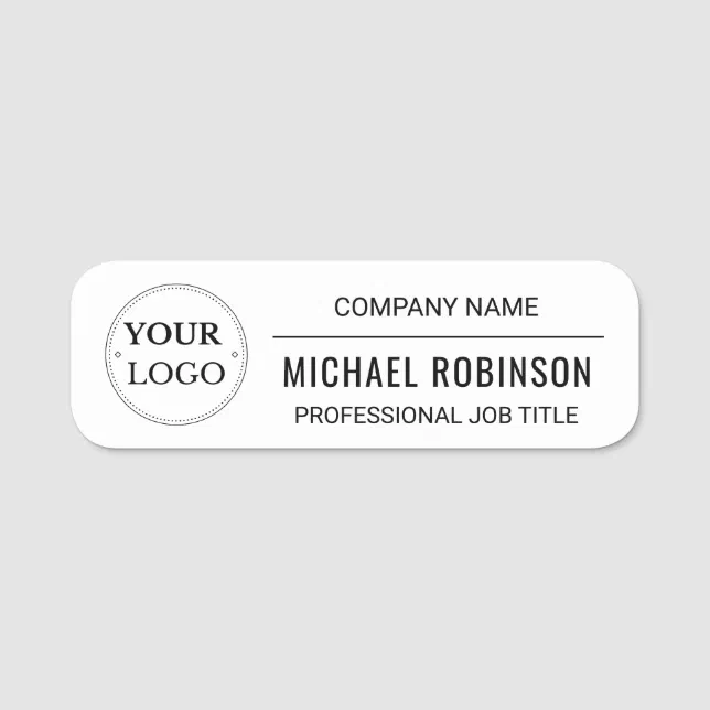 Corporate Logo Professional Employee Name Tag | Zazzle