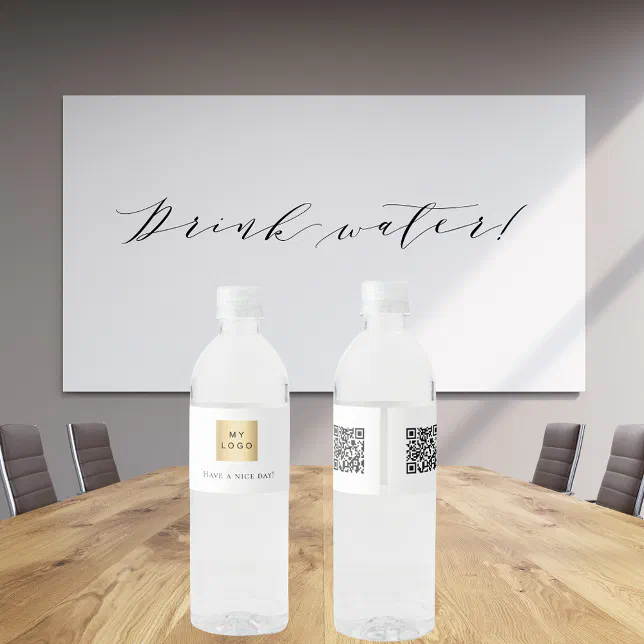 Corporate logo QR code Water Bottle Label | Zazzle