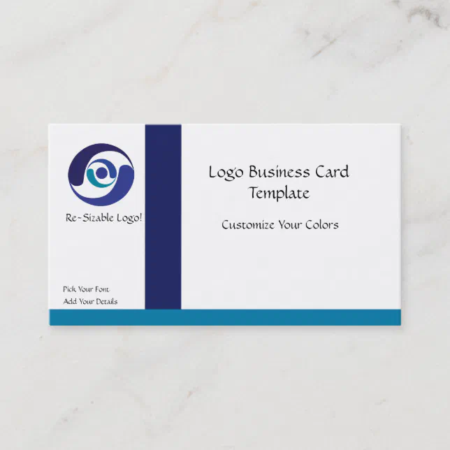 Corporate Logo - Simple Blue Logo Business Card | Zazzle