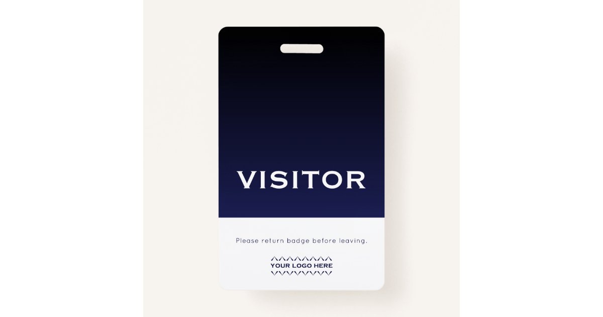 Corporate Logo Visitor Badge Navy Blue | Zazzle