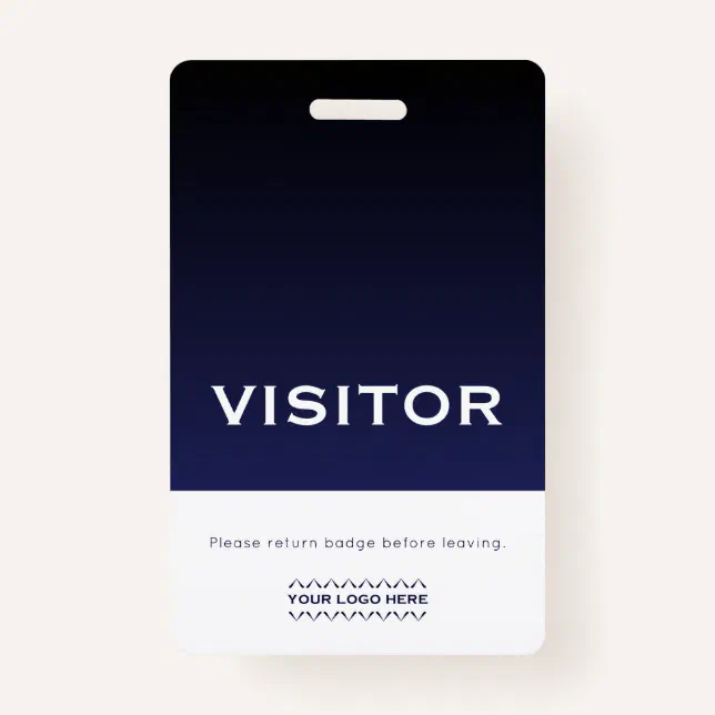 Corporate Logo Visitor Badge Navy Blue | Zazzle