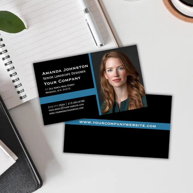 Corporate Photo Portrait Custom Colors Business Card | Zazzle