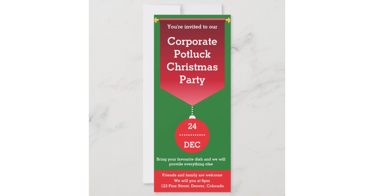 Corporate Potluck Christmas Party Invitation | Zazzle