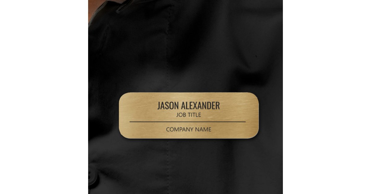 Corporate Professional Employee Faux Gold Name Tag | Zazzle