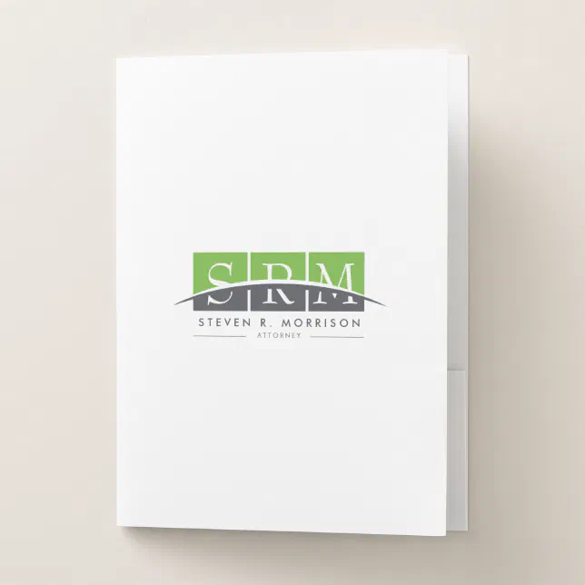 Corporate Professional Stylized Monogram Green Pocket Folder | Zazzle