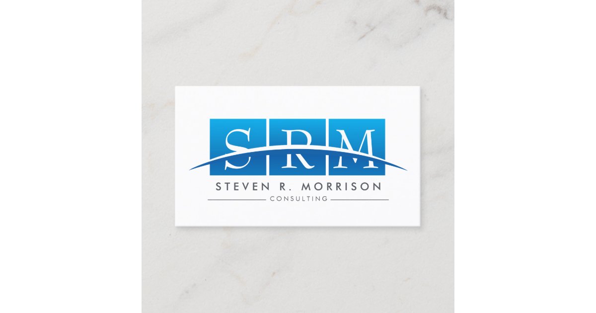 Corporate Professional Stylized Monogram in Blue Business Card | Zazzle