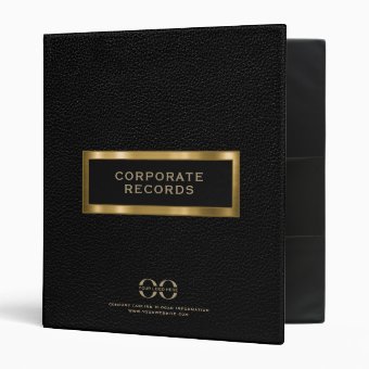 Corporate Record Book Binder Black Leather | Zazzle