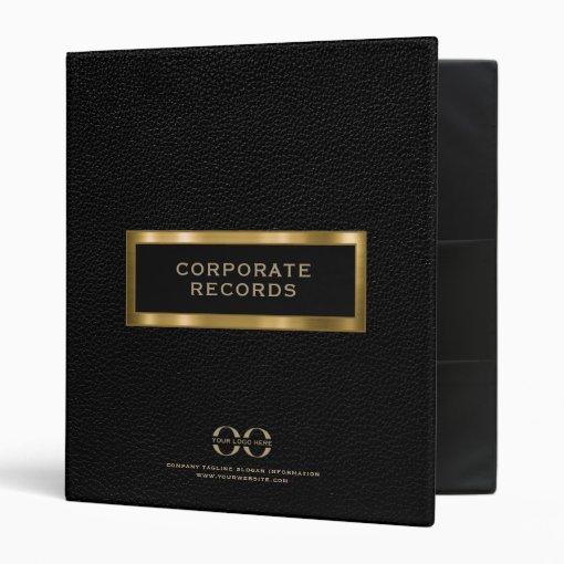 Corporate Record Book Binder Black Leather | Zazzle