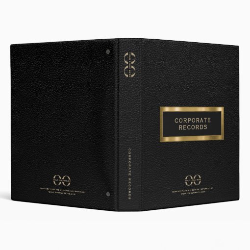 Corporate Record Book Binder Black Leather | Zazzle