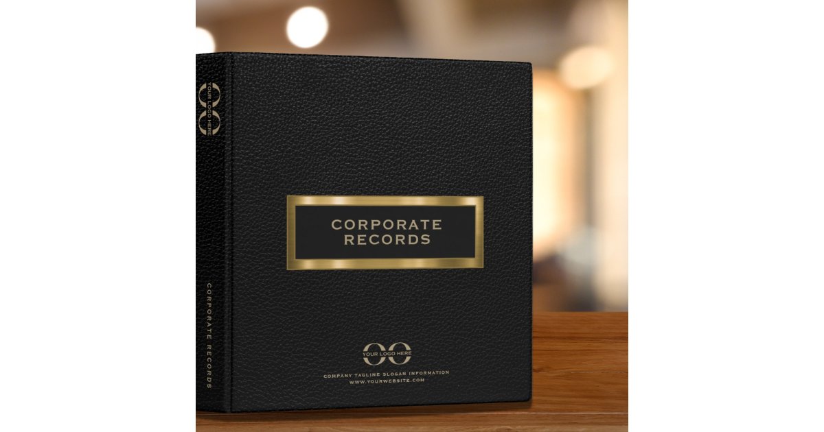 Corporate Record Book Binder Black Leather | Zazzle