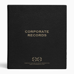 Corporate Record Book Binder Black Leather | Zazzle