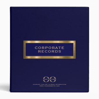 Corporate Record Book Navy Blue Gold 3 Ring Binder | Zazzle