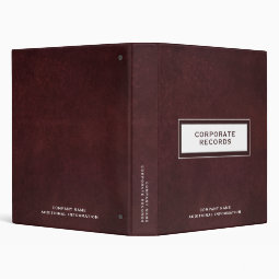 Corporate Records Book Binder Custom Name | Zazzle