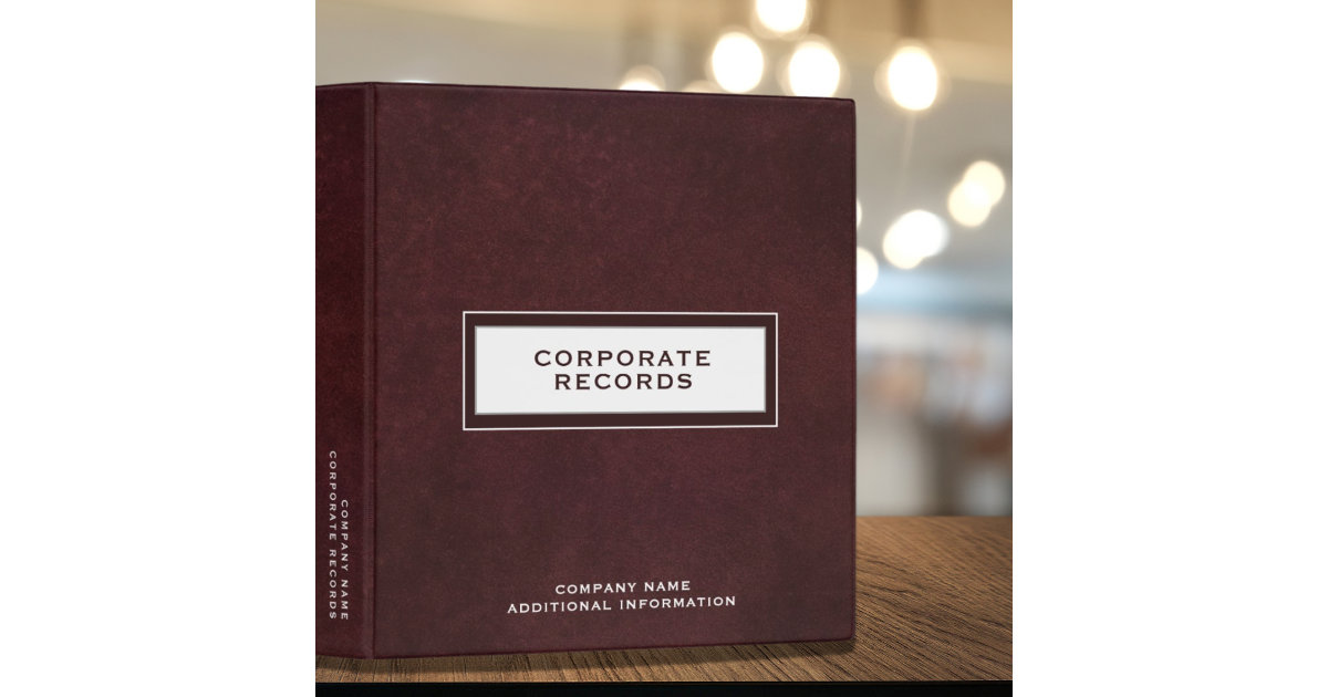 Corporate Records Book Binder Custom Name | Zazzle