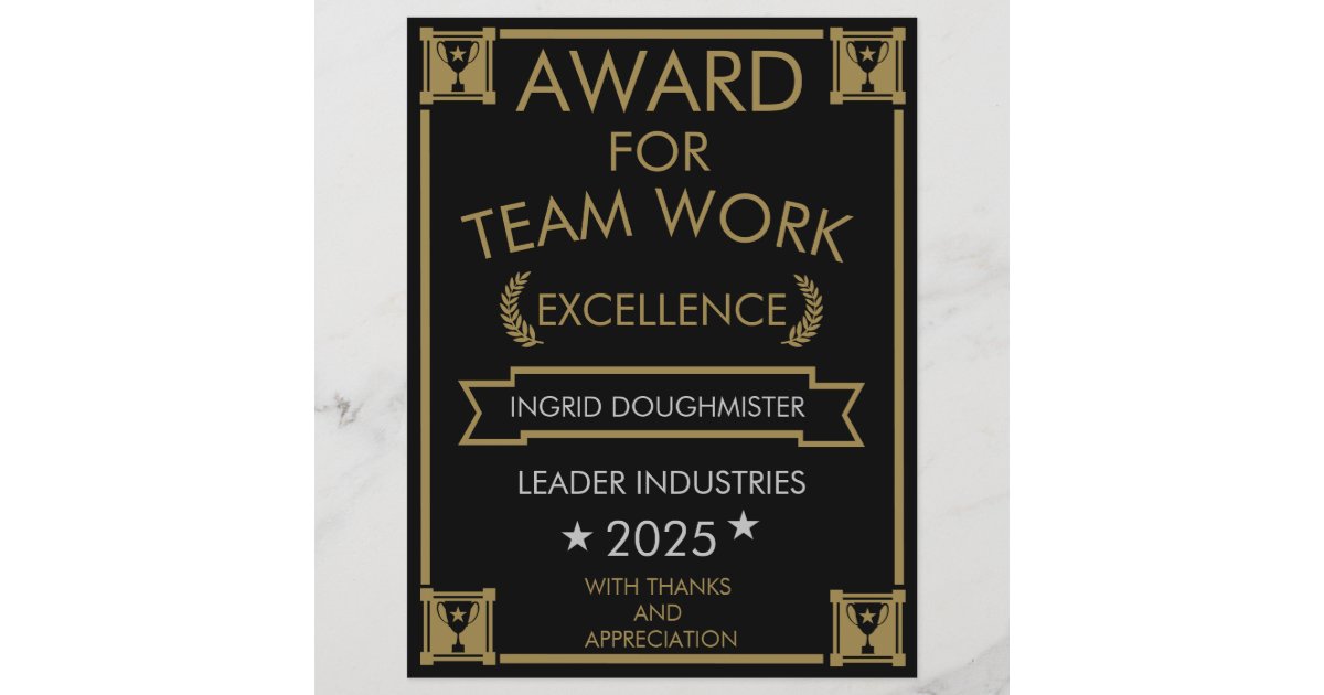 Corporate Staff Team Work Award | Zazzle